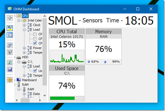 Open Hardware Monitor dashboard – dakoSpace